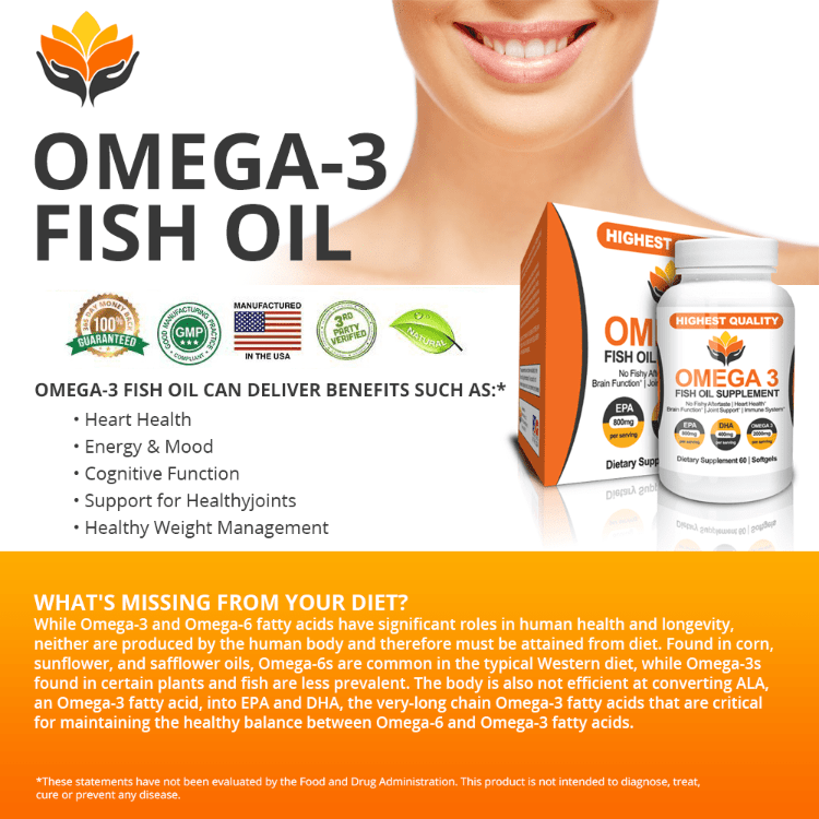 Buy Omega 3 Fish Oil, 2000 MG Omega 3 - Me First Living